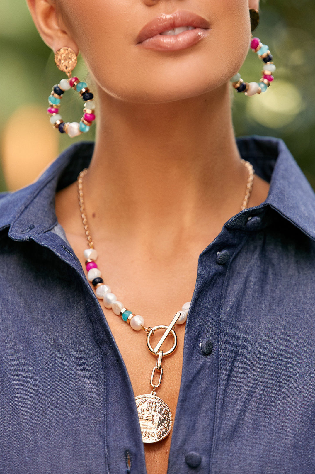 CHAIN BACK MIX PEARL CAESAR NECKLACE SS22